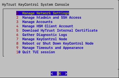 HyTrust KeyControl System Console Overview