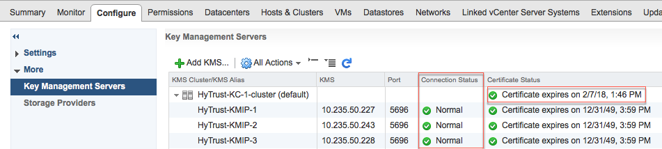 Creating the KMS Cluster in vSphere